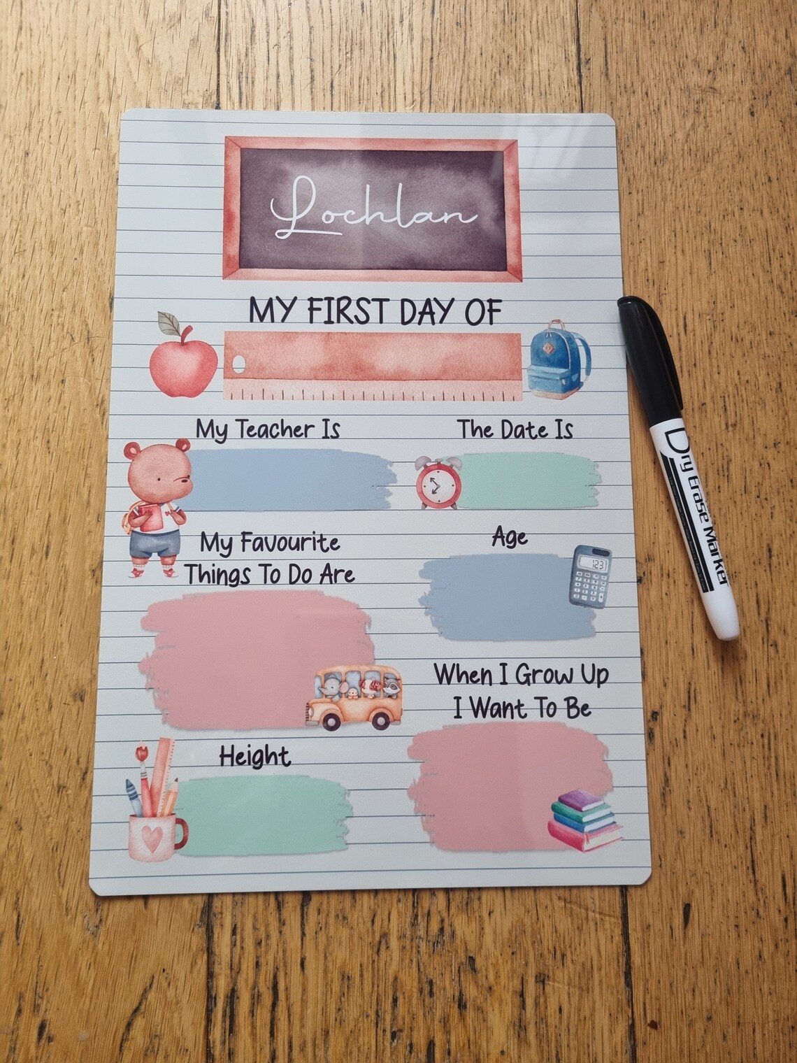 Personalised First Day of School Sign - School Journey Sign - First Day ...