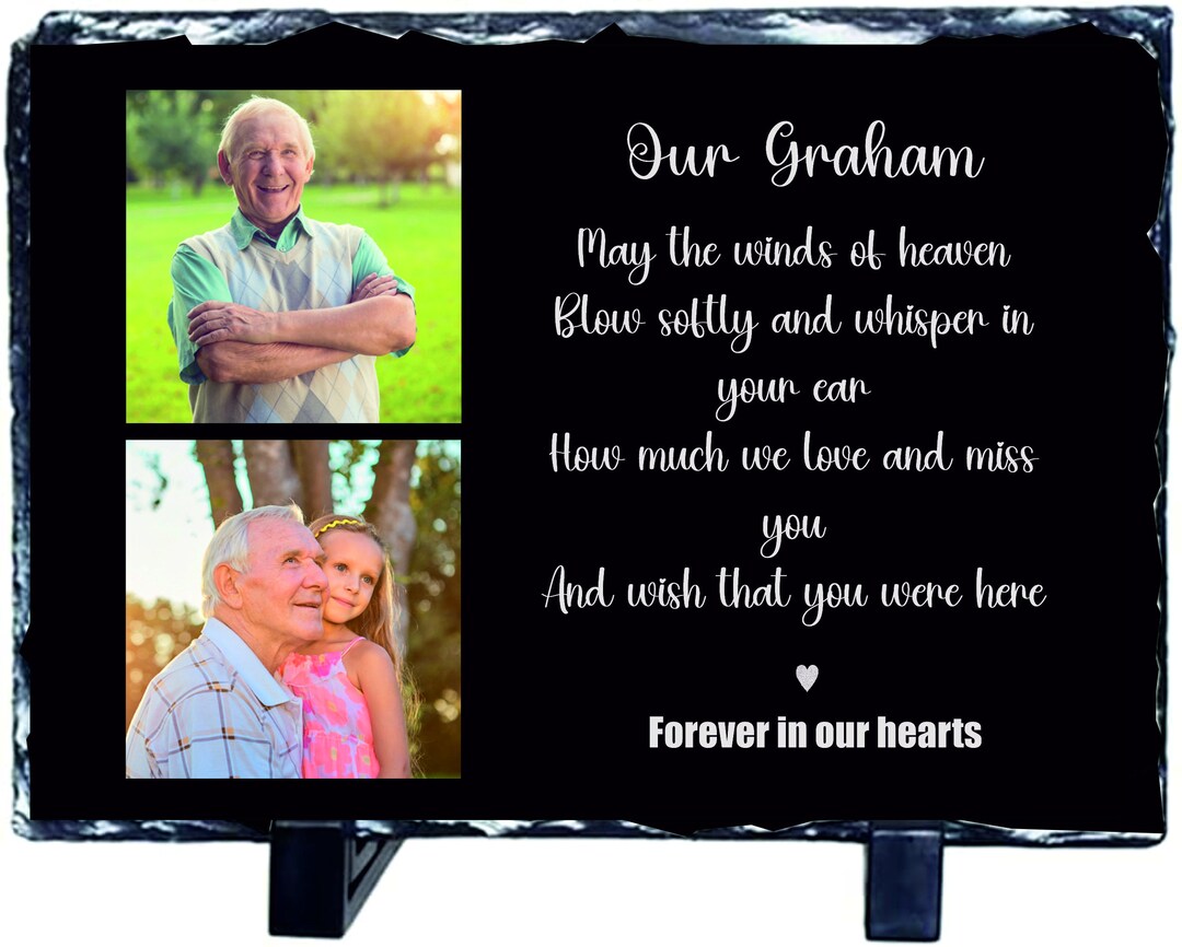 Personalised Photo Slate Memorial Gift, Custom Photo Slate Plaque ...
