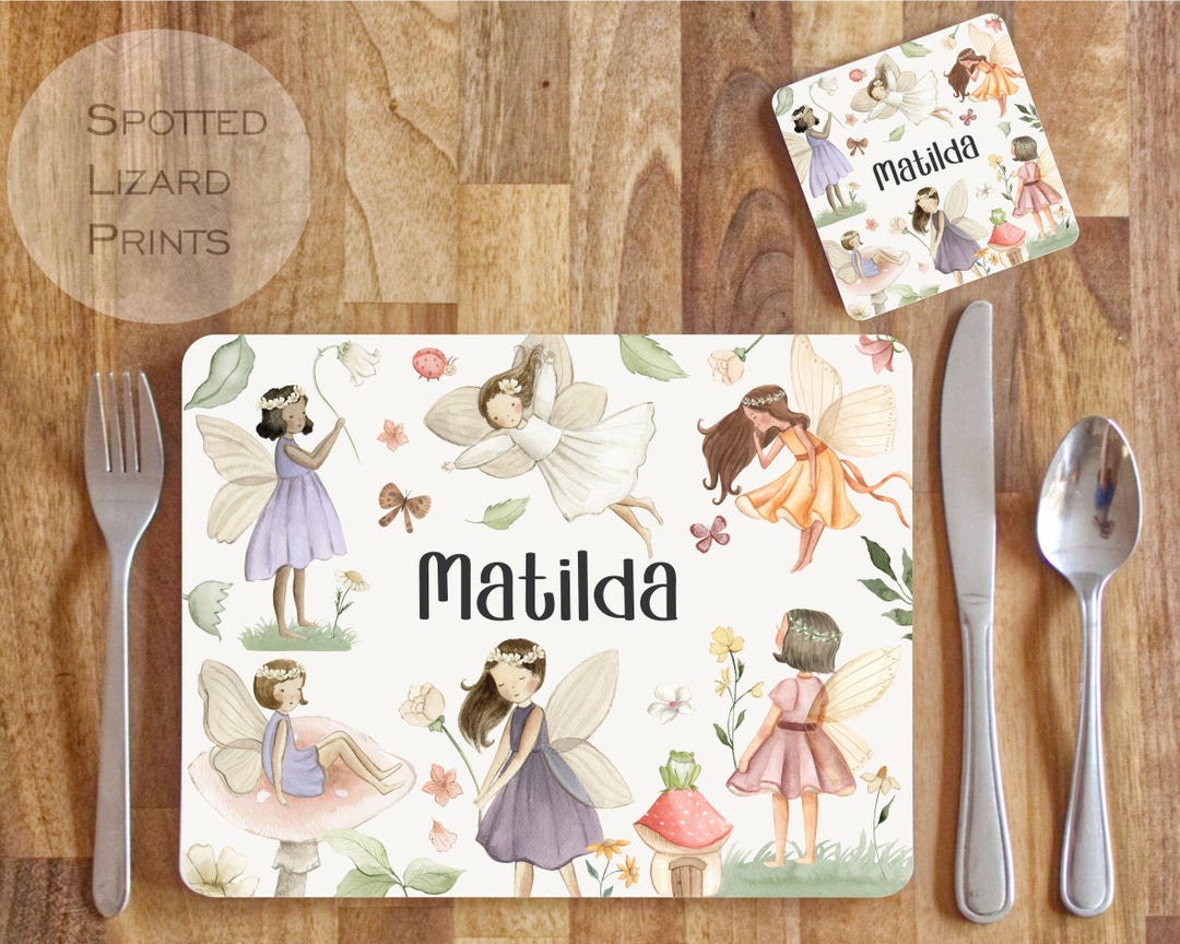 Personalised Princess Placemat and Coaster Set, Kid's Dinner Set ...
