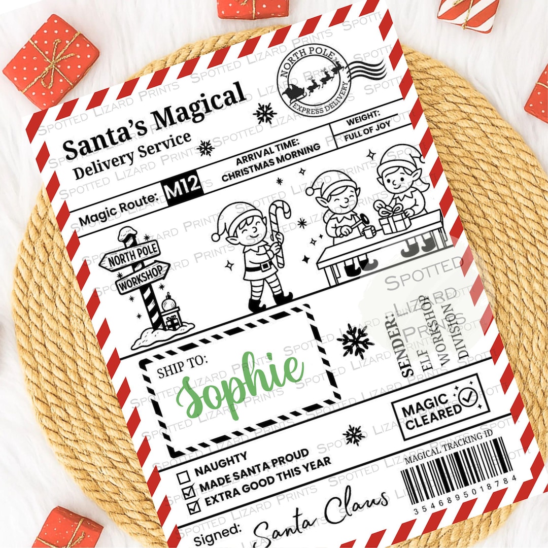 Personalised North Pole Delivery Label | Santa Express Christmas Label ...