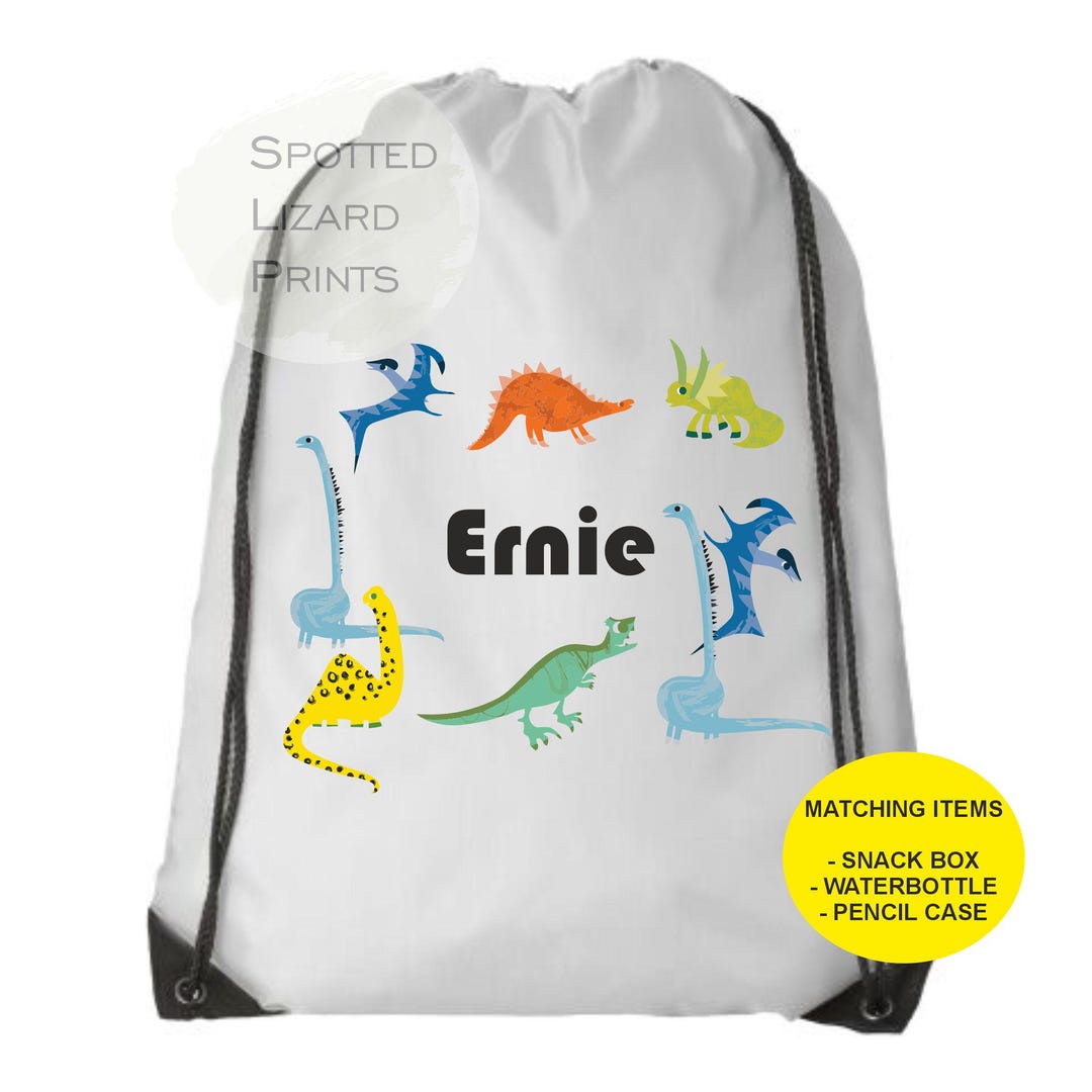 Personalised Dinosaur Drawstring Bag | Kids Gym Swimming Bag | Back-to ...