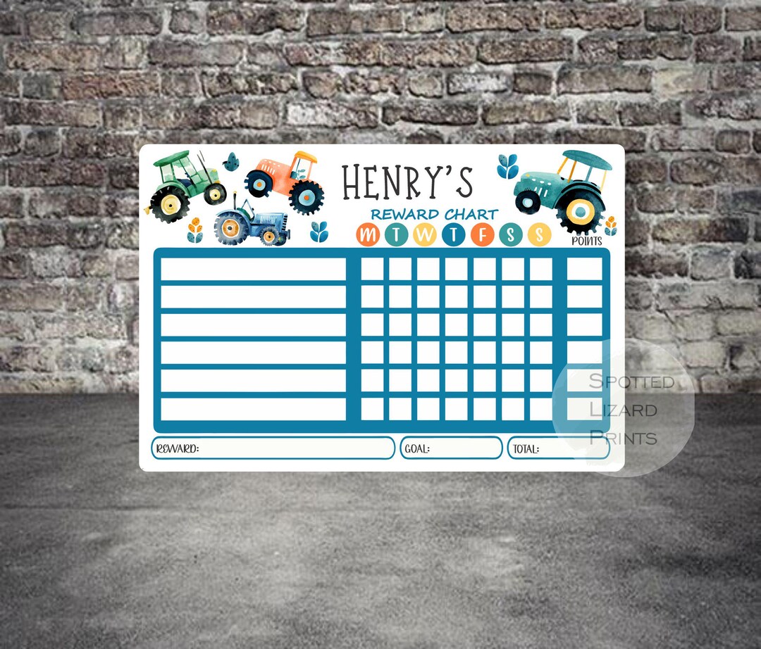 Personalised Tractor Reward Chart | Kids Reward Chart | Behaviour Chart ...