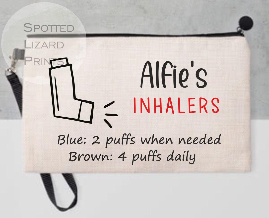 Personalised Linen Canvas Inhaler Bag | Inhaler Pouch | Medication Bag ...