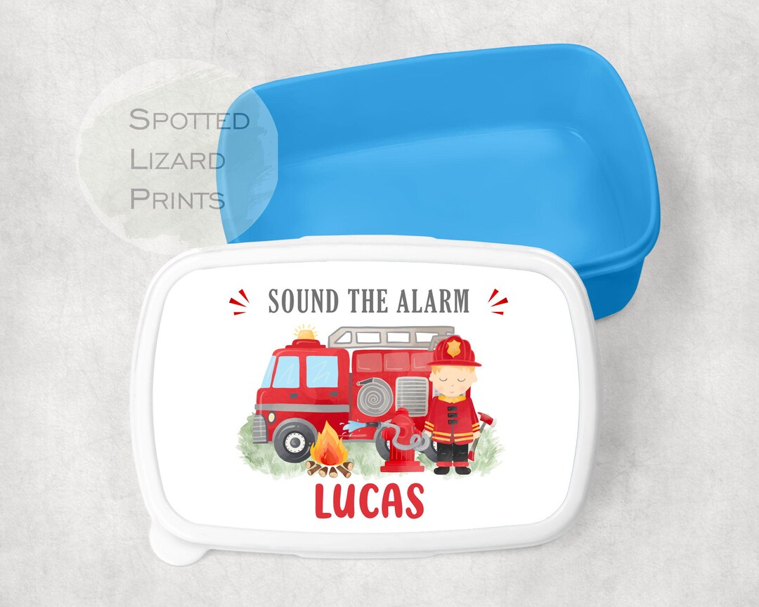 Personalised Snack Box - Kids Lunch Bag - Girls Lunch Box - Fire Engine ...
