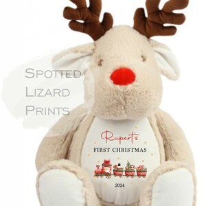 Personalised Baby First Christmas Teddy, Reindeer Plush With Name Year ...