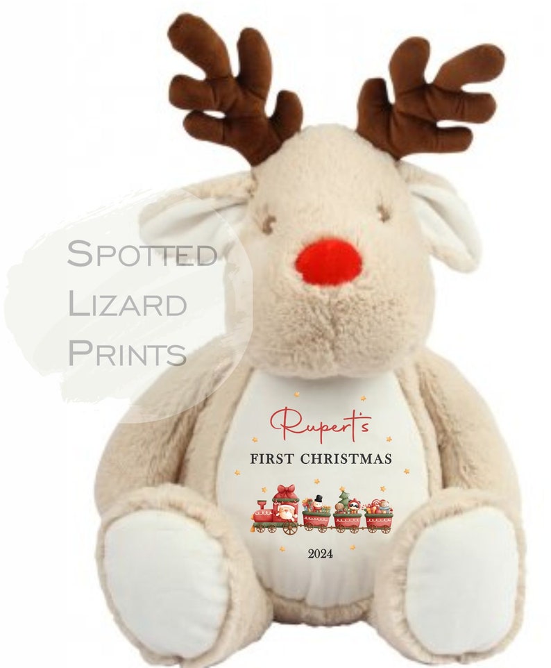 Personalised Baby First Christmas Teddy, Reindeer Plush With Name Year ...