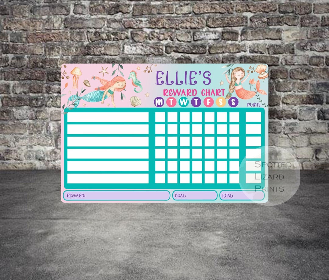 Personalised Mermaids Kids Reward Chart - Customizable Behaviour Board ...