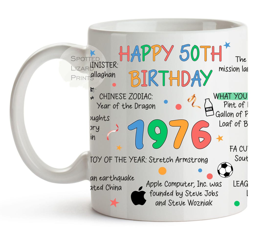 Born in 1976 Facts – Back in 1976 - 50th Birthday Mug – Unique Gift for ...