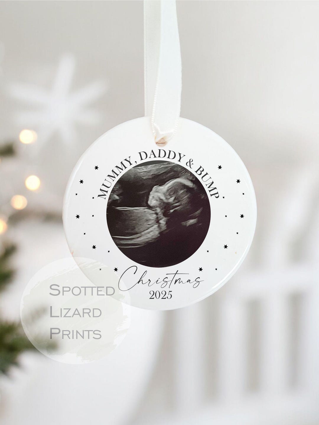 Personalised Bump First Christmas Bauble, Scan Photo Gift, Baby ...