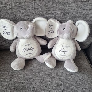 Personalised Baby Elephant Teddy - Personalised Baby Toy - Born in 2025 ...