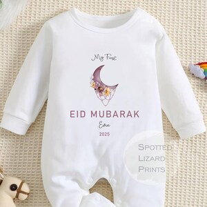 My First Eid Mubarak Personalised Baby - First Eid Sleepsuit - 1st Eid ...