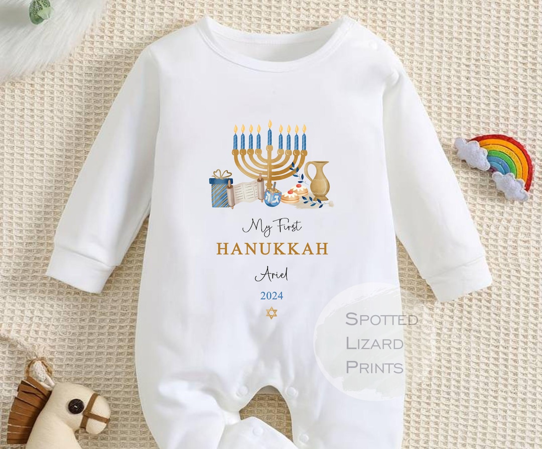 My First Hanukkah Personalised Baby First Hanukkah Sleepsuit 1st ...