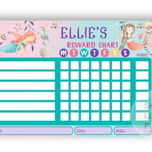 Personalised Mermaids Kids Reward Chart - Customizable Behaviour Board ...