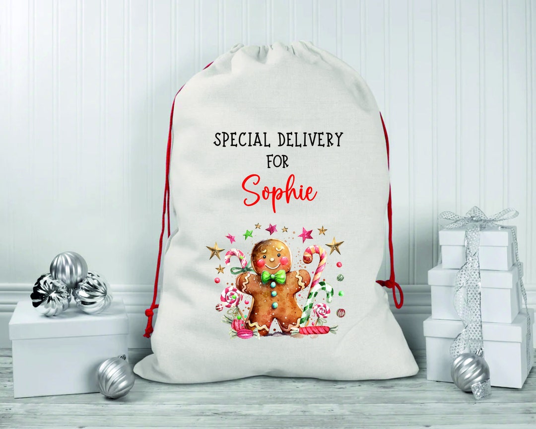 Personalised Gingerbread Man Christmas Sack, Christmas Eve Bag, Santa ...
