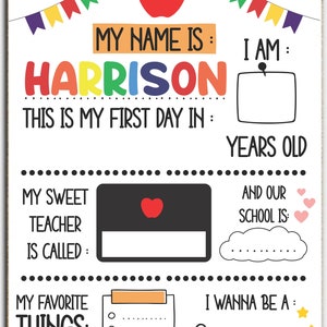 First Day of School Sign - School Journey Sign - First Day of Nursery ...