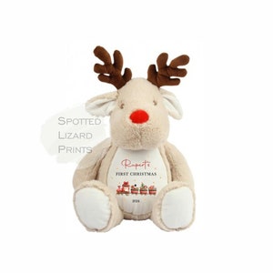 Personalised Baby First Christmas Teddy, Reindeer Plush With Name Year ...