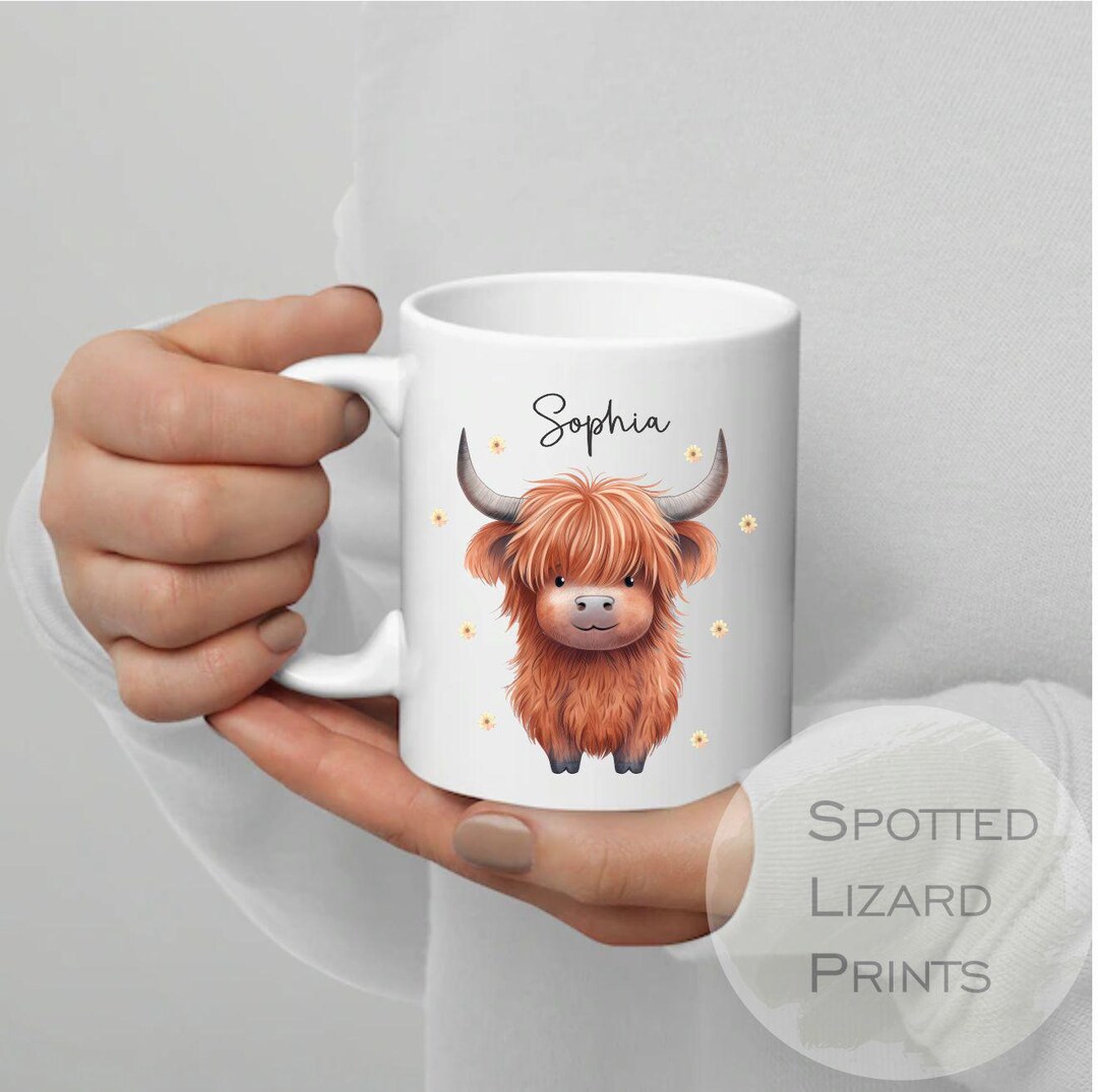 Personalised Highland Cow Mug / Coaster for Mum / Mummy - Set - Cute ...