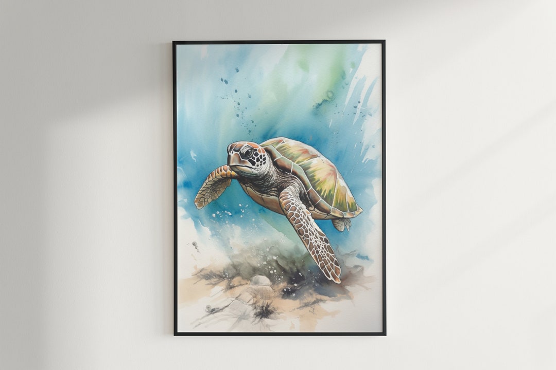 Digital Poster - Seaturtle - Watercolor - Etsy