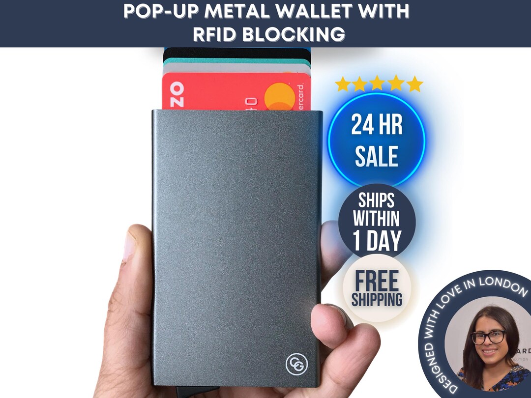 Pop up Wallet, Metal Card Holder for Men and Women, Rfid Blocking ...