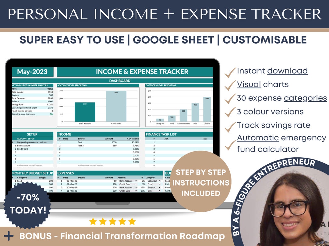 Income and Expense Tracker Google Sheets Income Tracker - Etsy