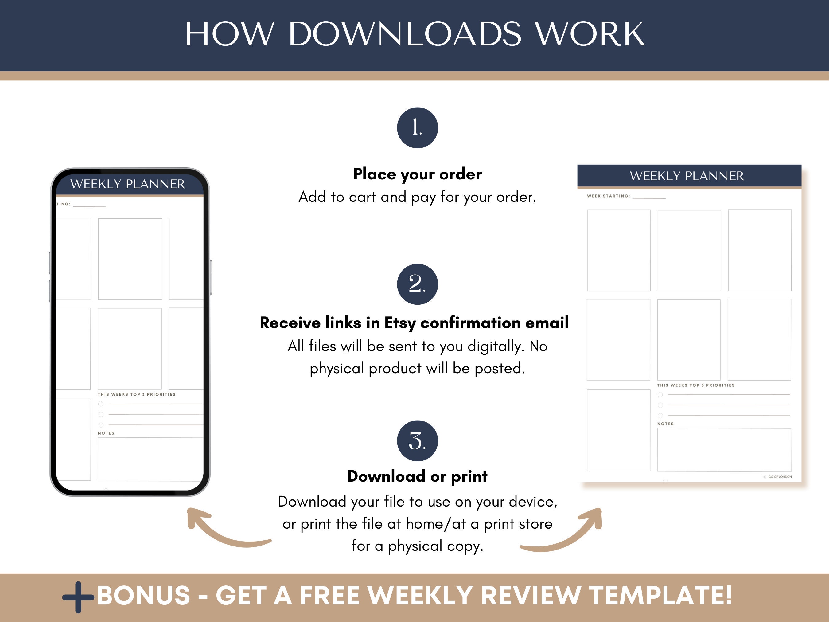 One Page Work Week Planner Printable One Page Week Planner - Etsy