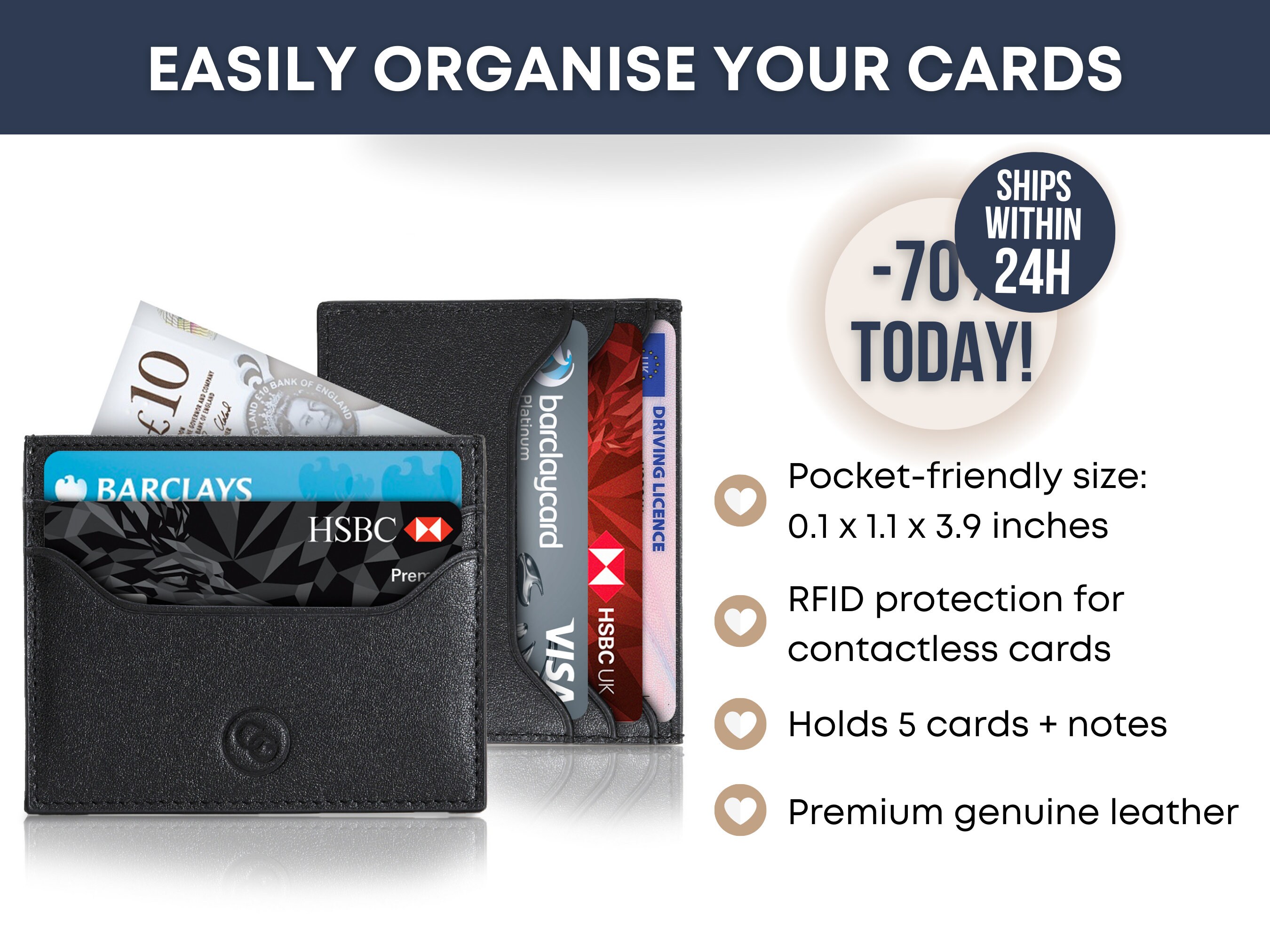 Leather Card Holder, Rfid Blocking Slim Card Holder, Rfid Wallet for ...