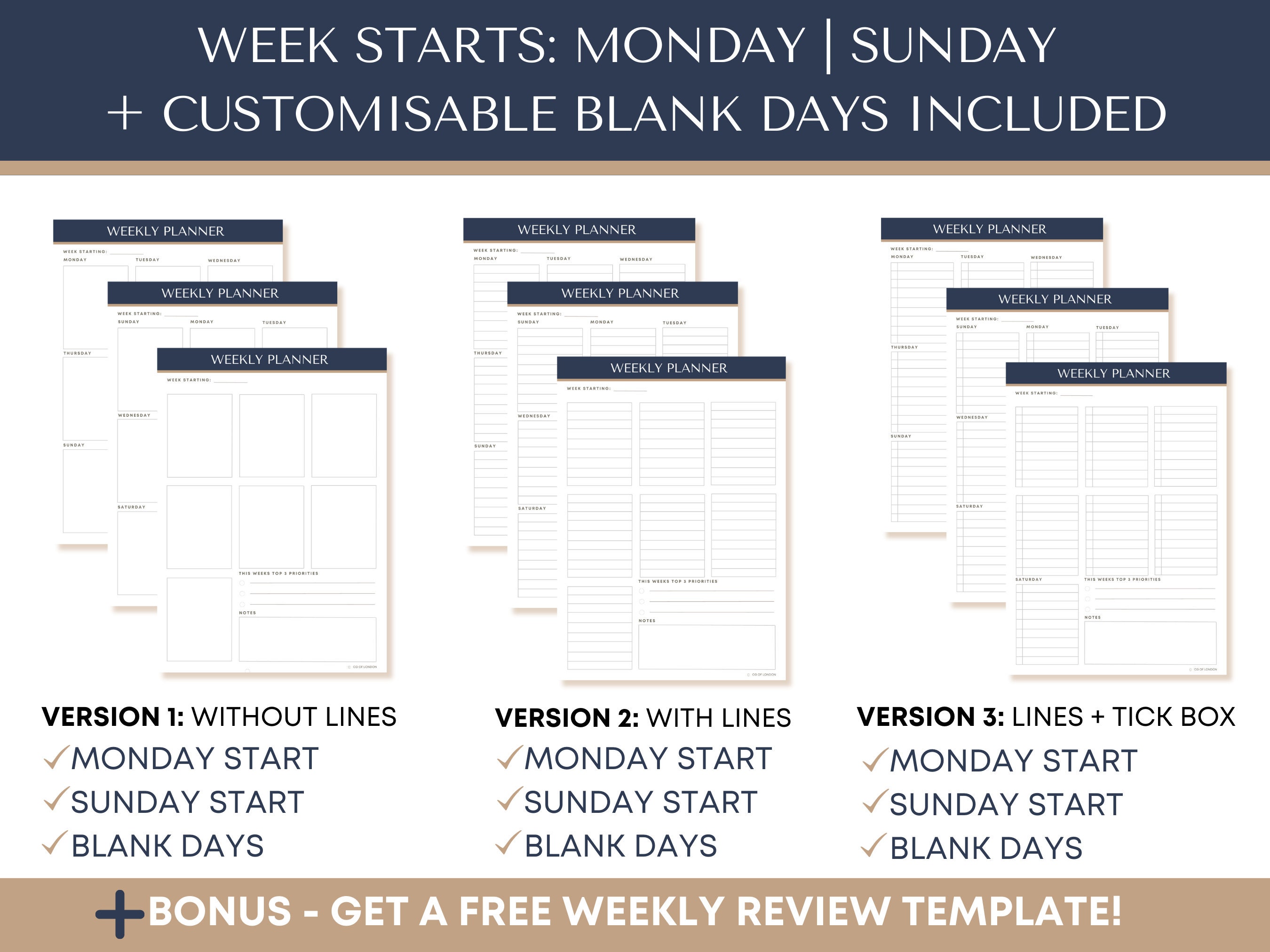 One Page Work Week Planner Printable One Page Week Planner - Etsy