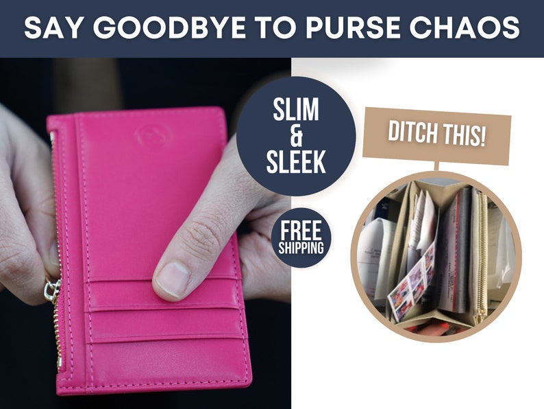 Pink Wallet for Women, Pink Card Holder With Coin Purse, Womens Card ...