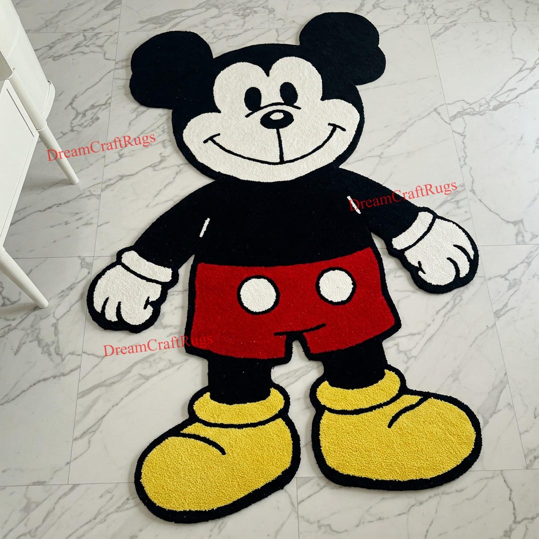 Mickey Mouse Hand Tufted Carpet Cartoon Character Irregular Shape Wool ...