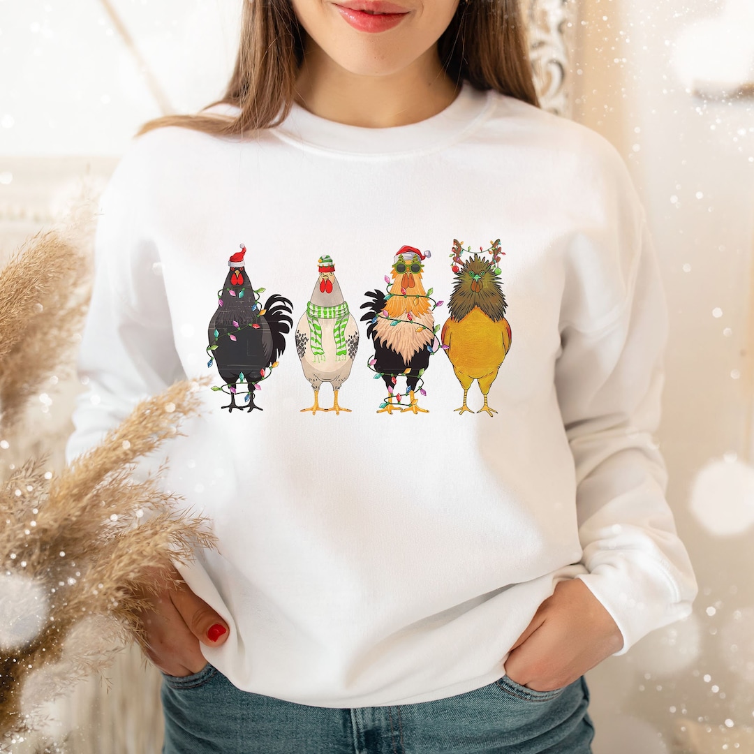 Santa Chicken Christmas Lights Shirt Farmer Christmas - Etsy