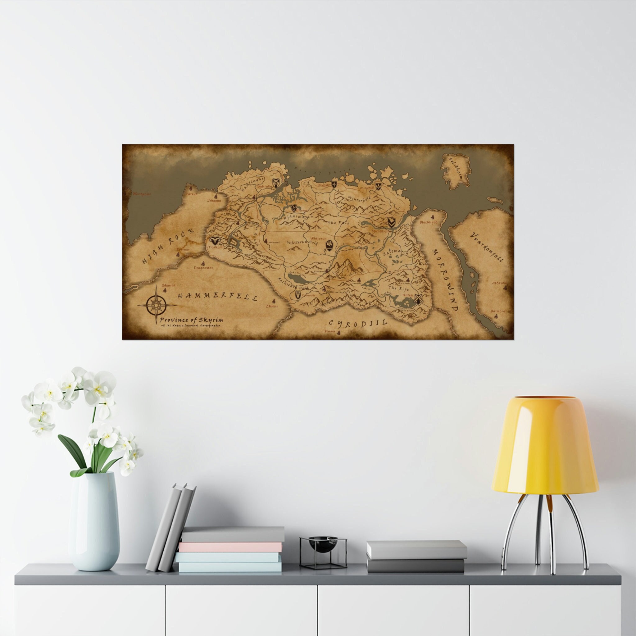 Skyrim Map Posters, the Elder Scrolls Map Poster, Skyrim Map Print, Map ...