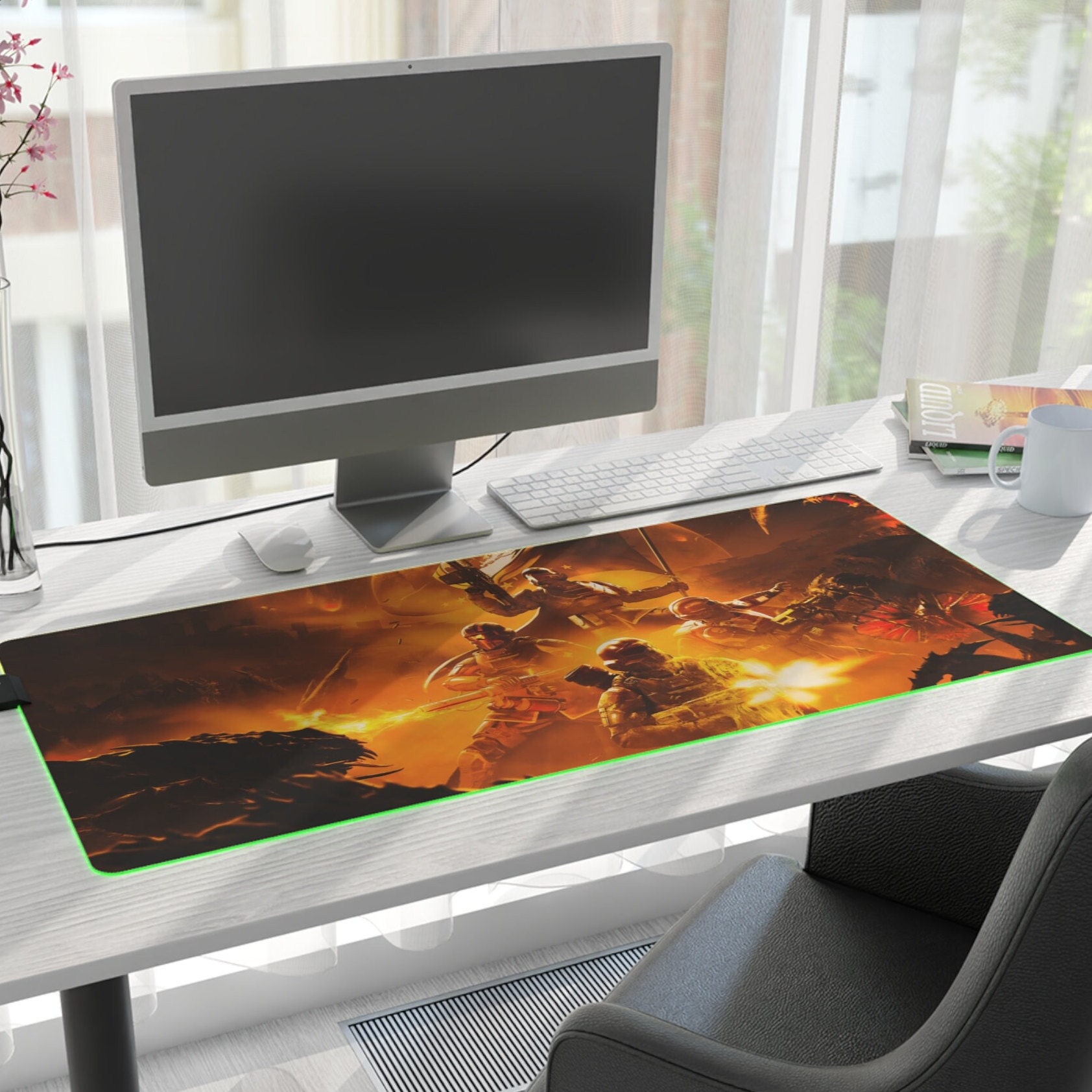 Helldivers 2 Desk Mat, Gaming Mousepad, LED RGB Gaming Desk Pad, Four ...
