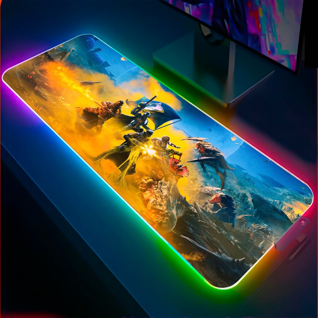 Helldivers 2 Desk Mat, Gaming Mousepad, LED RGB Gaming Desk Pad, Four ...