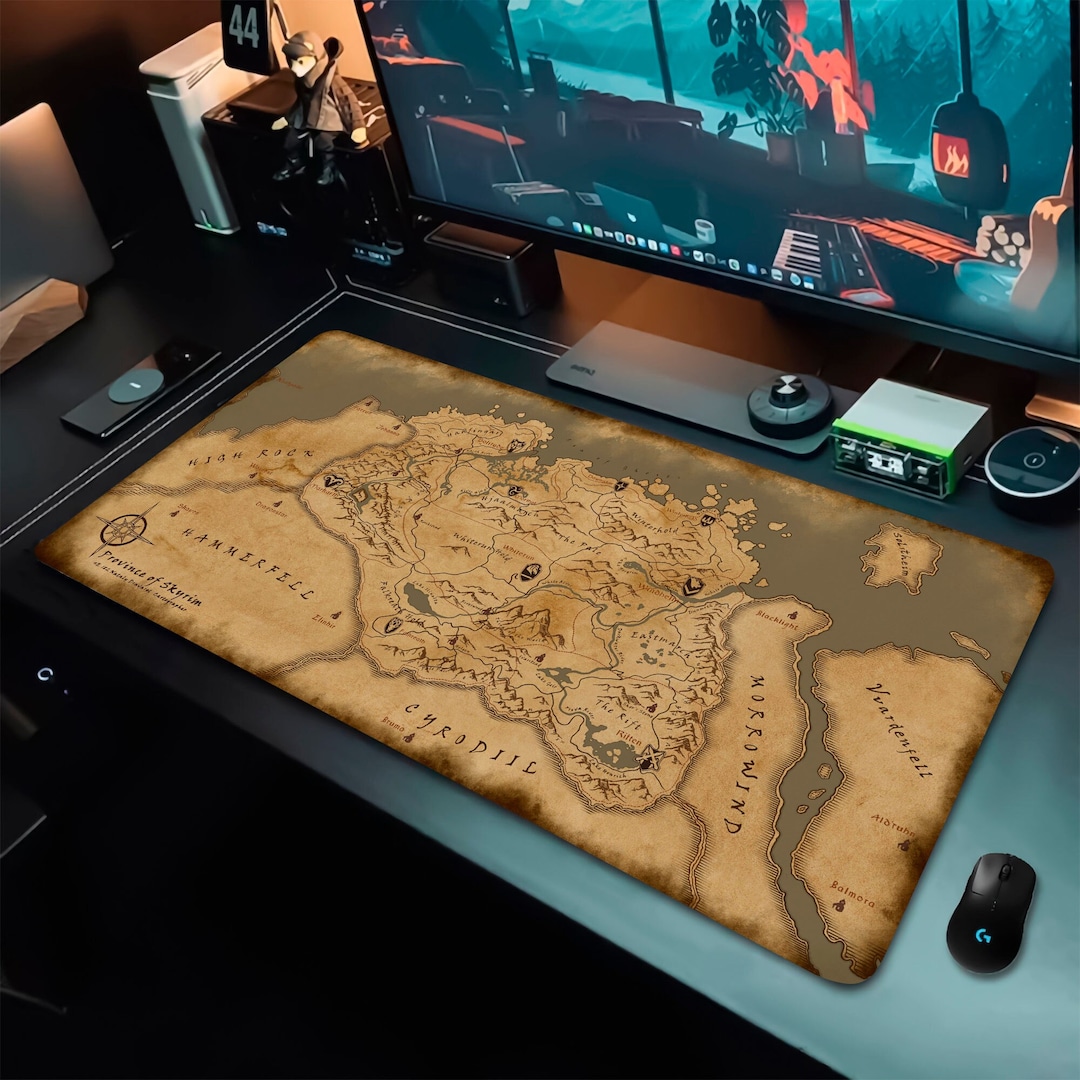 Skyrim Desk Mat, Skyrim Map Mouse Pad, Gaming Mousepad, Gaming Desk Pad ...