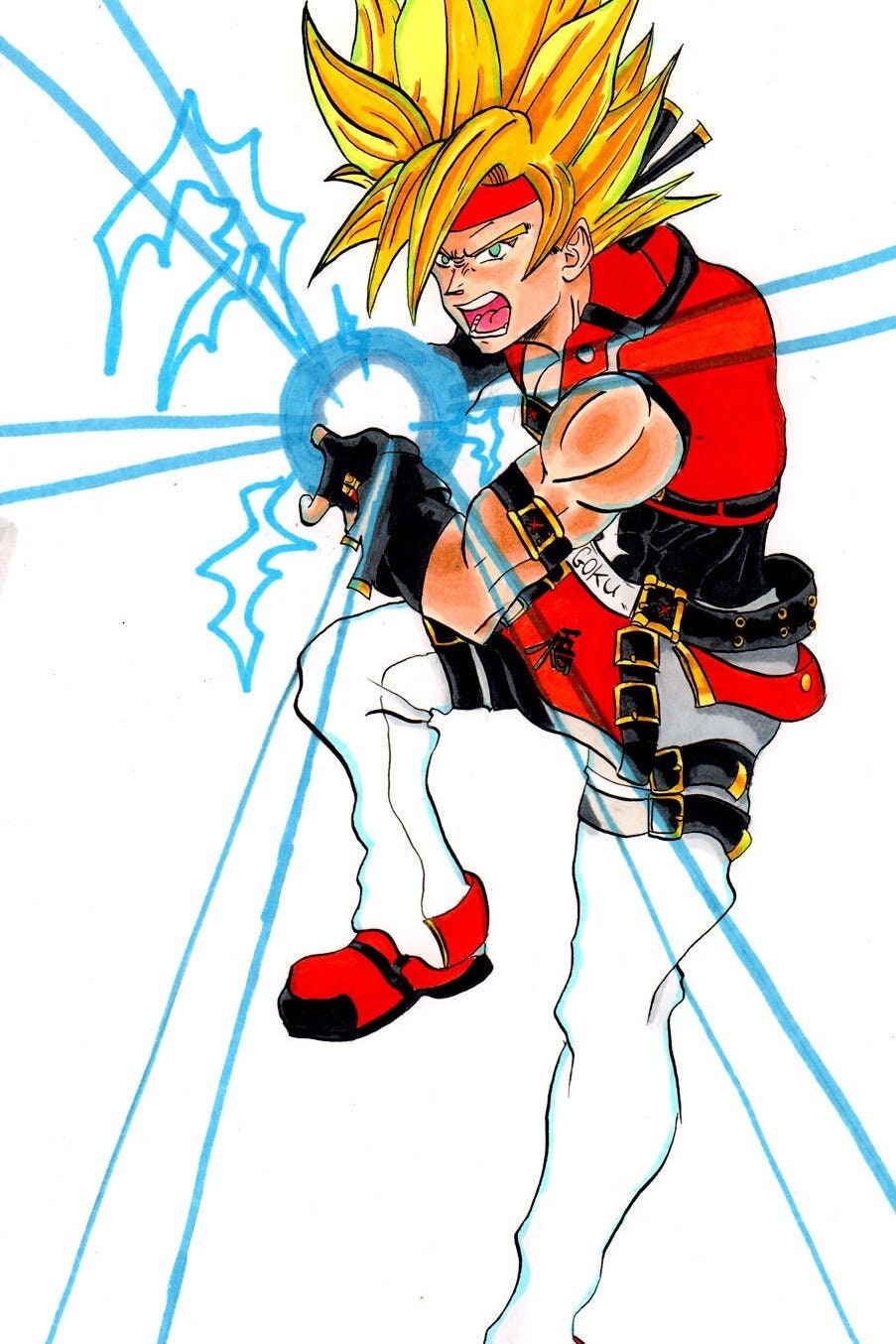 Super Saiyan Goku Dressed as Sol Bad Guyu From Guilty Gear Performing ...