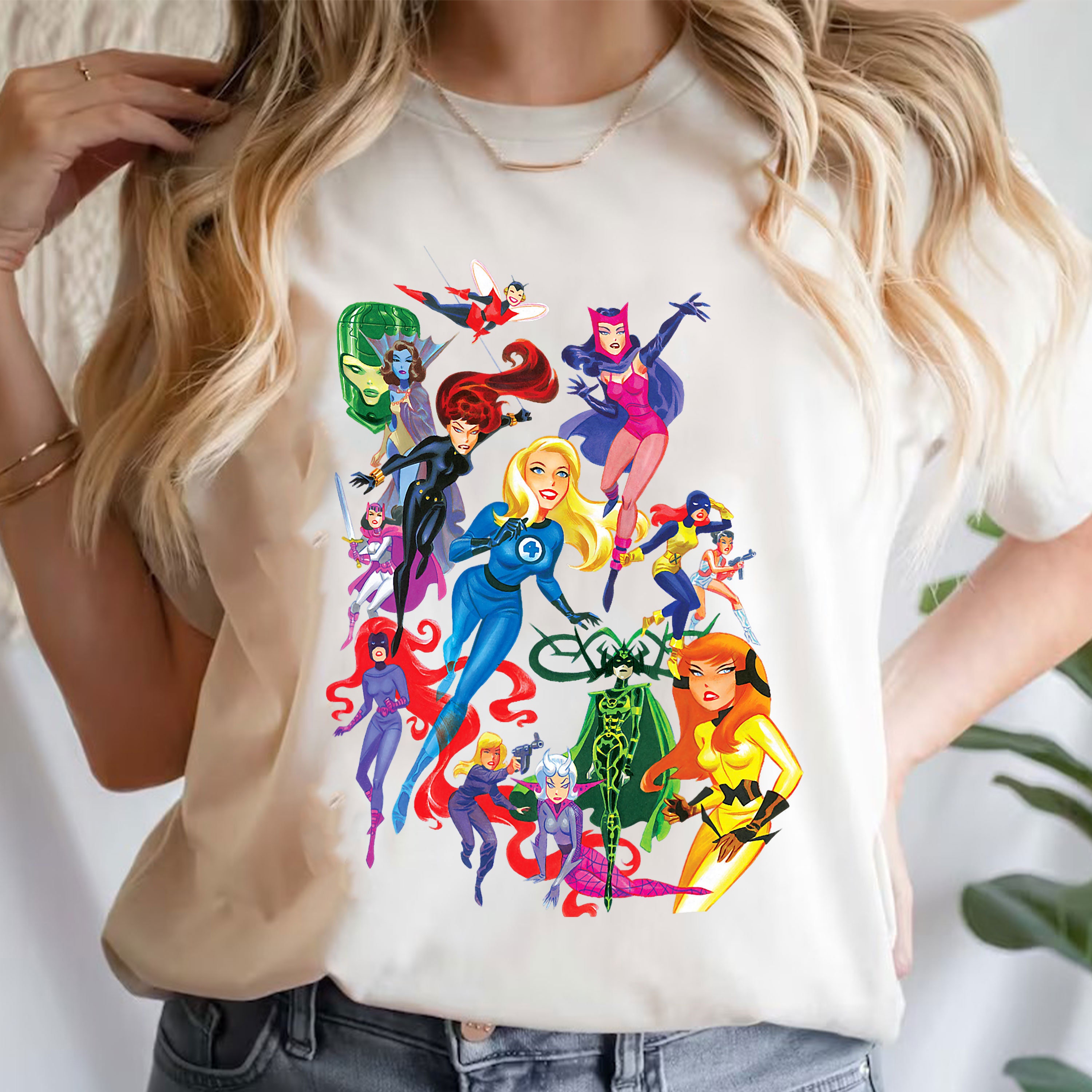 Retro Women Of Marvel Female Super Heroes Unisex T-Shirt, Marvel Comics ...