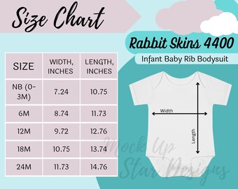 Rabbit Skins 4400 Size Chart Rabbit Skins Infant Baby Bodysuit Size ...