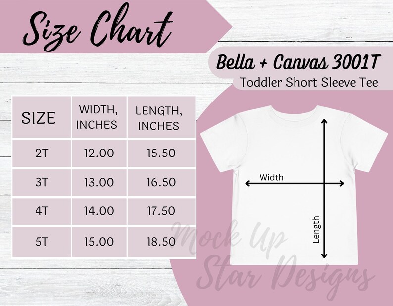 Bella Canvas Size Chart Mockup Bundle Bella Canvas 3001 Size Chart ...