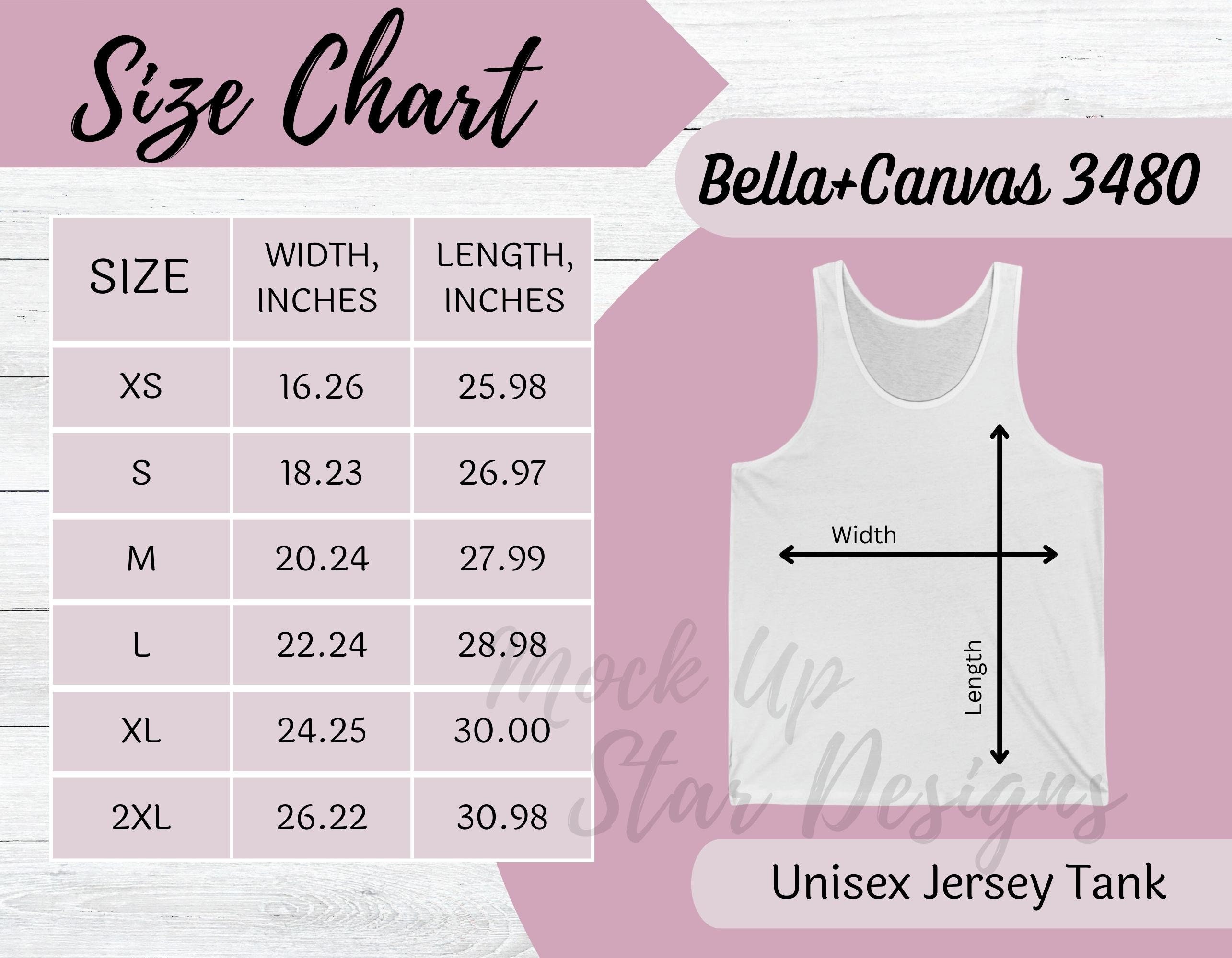 Bella Canvas Size Chart Mockup Bundle Bella Canvas 3001 Size Chart ...