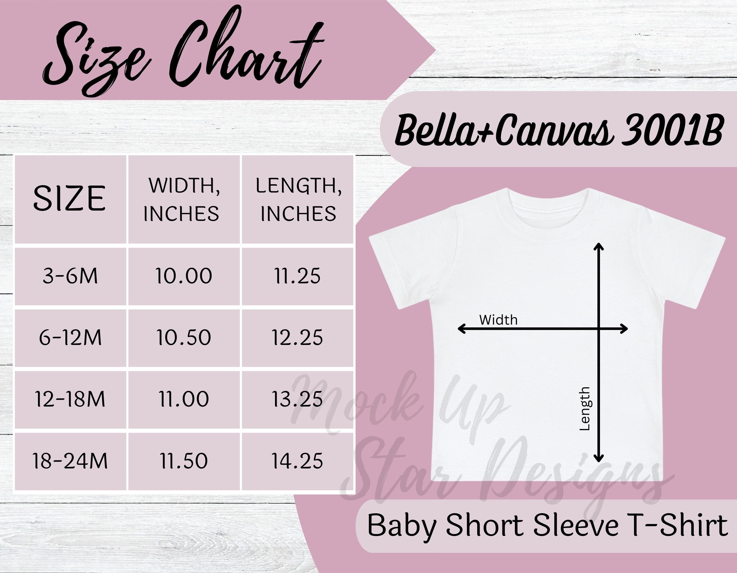 Bella Canvas Kids Size Chart Mockup Bundle Bella Canvas 3001Y Size Chart Bella Canvas 3001T Size ...