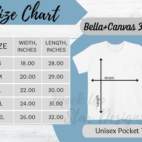 Pocket Size Chart - Etsy