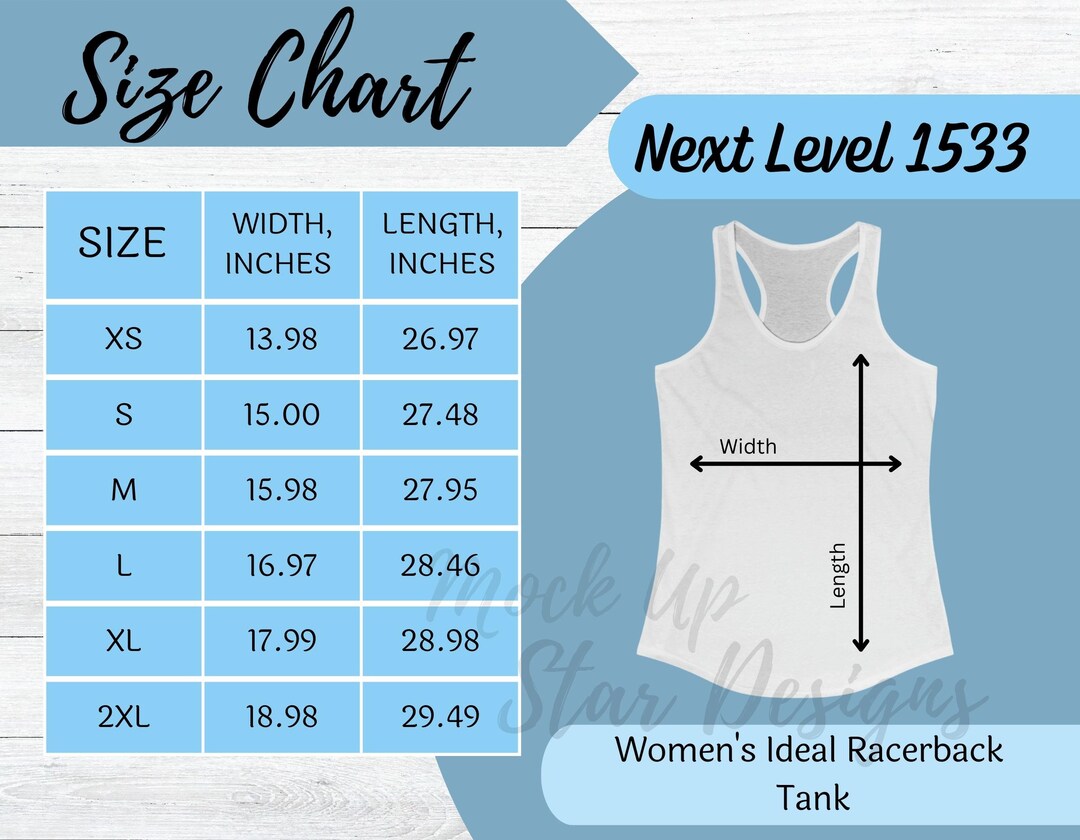 Next Level 1533 Size Chart Next Level 1533 Tank Top Size Chart 1533 ...