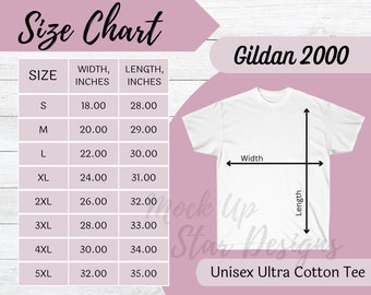 Gildan 2000 Size Chart Gildan Size Chart Gildan Unisex Ultra Cotton T ...