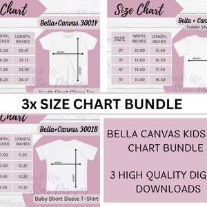 Bella Canvas Kids Size Chart Mockup Bundle Bella Canvas 3001Y Size ...