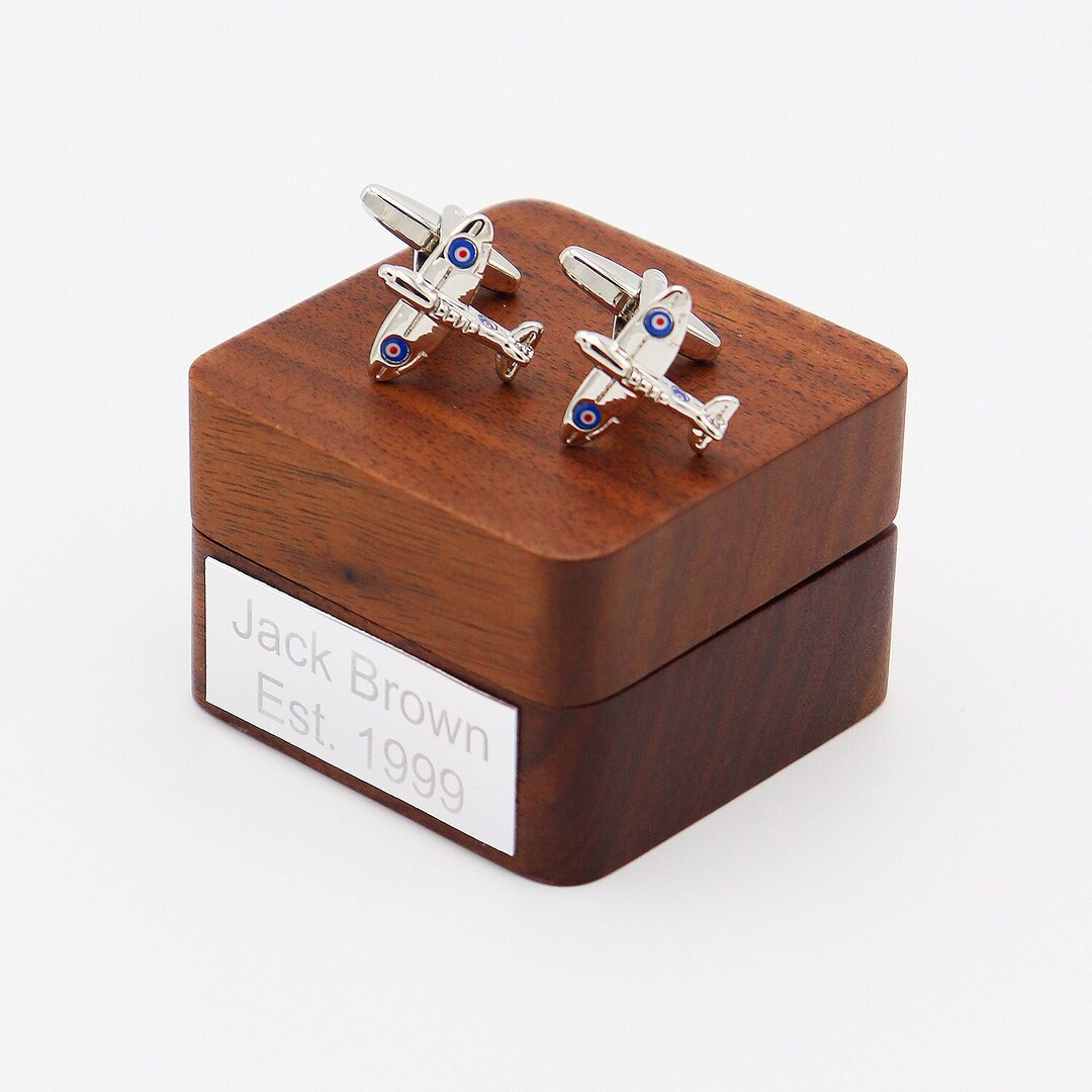 Personalised RAF Spitfire Airplane Cufflinks | Custom Engraved Aviation ...