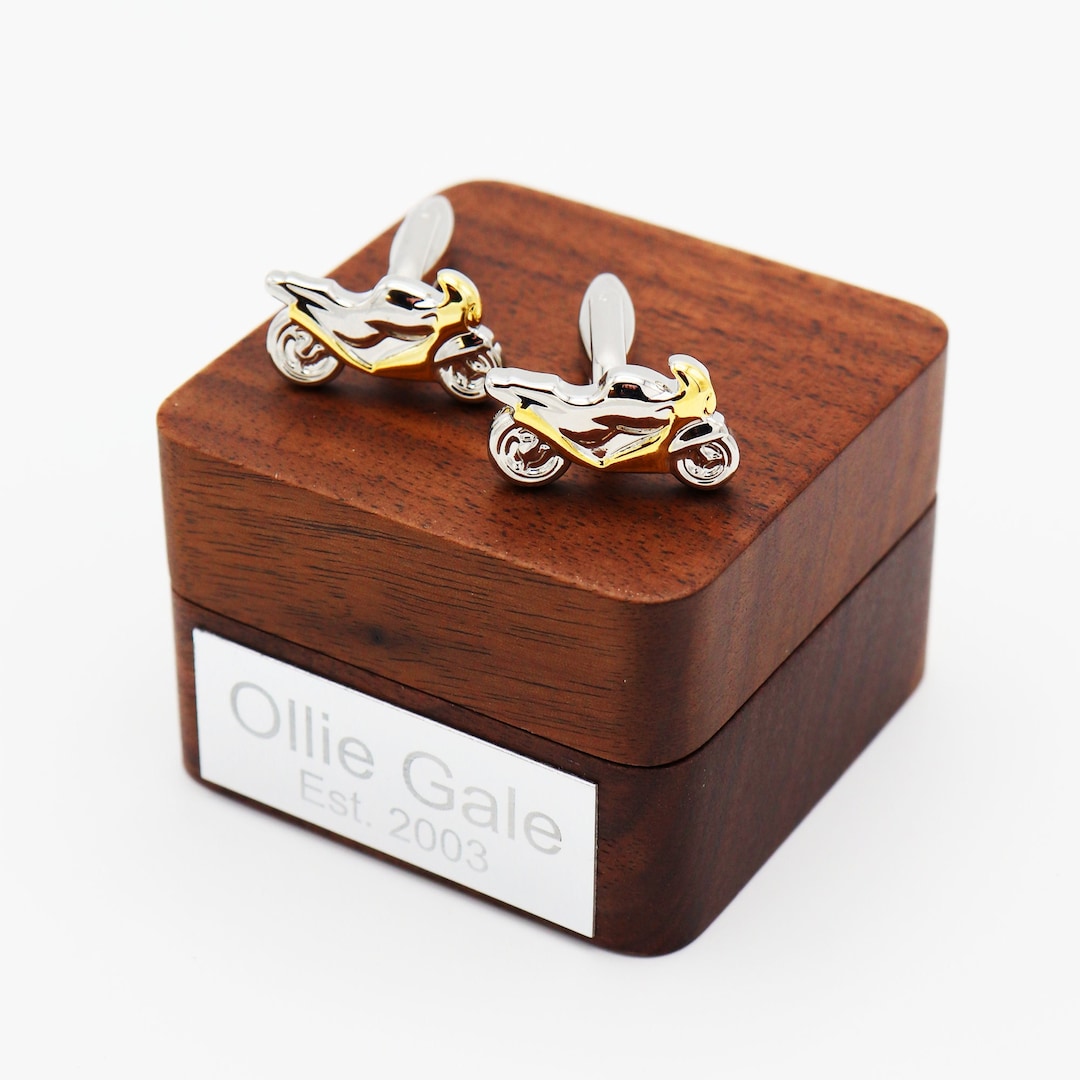 Personalised Two Tone Motorcycle Cufflinks | Customised Motorsport Gift ...