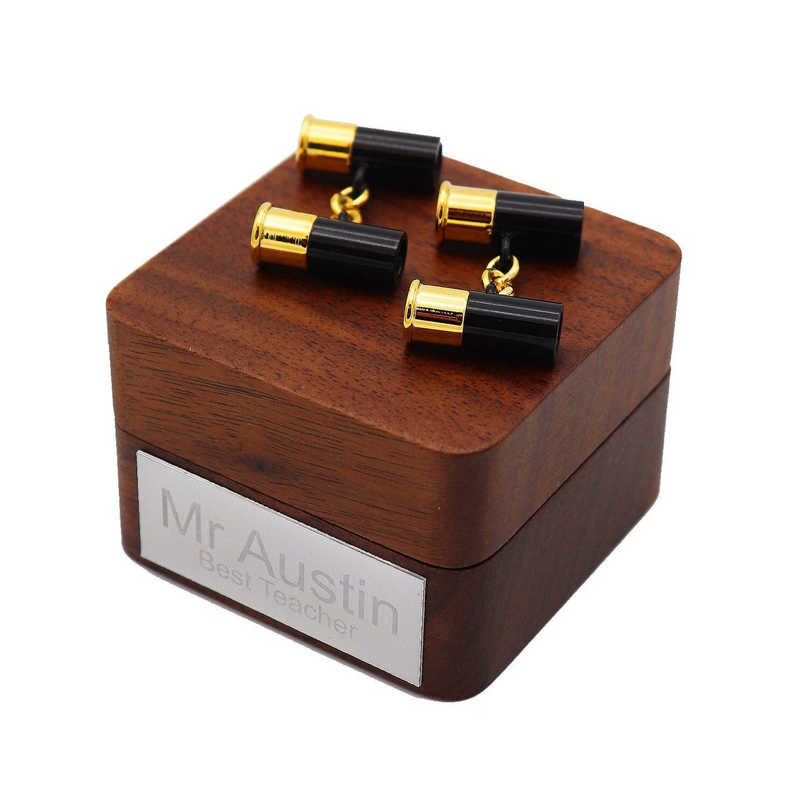 Personalised Black & Gold Shotgun Cartridge Cufflinks Shotgun Shooting ...