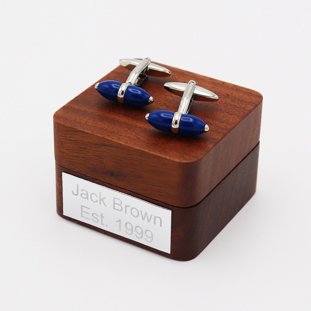 Personalised Blue & Chrome Dunhill Cufflinks | Custom Cuff Links Gift ...