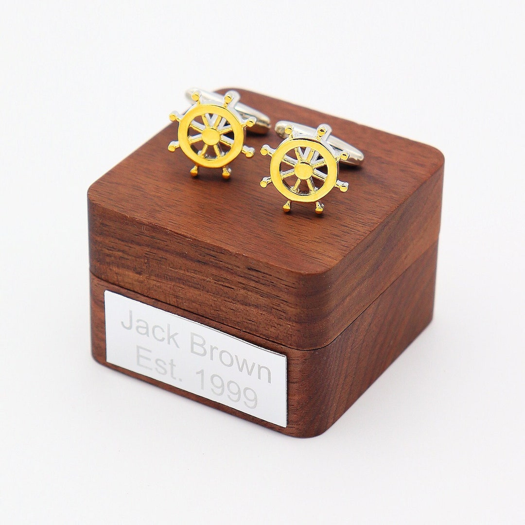Personalised Sailor's Ship Wheel Cufflinks | Custom Engraved Nautical ...