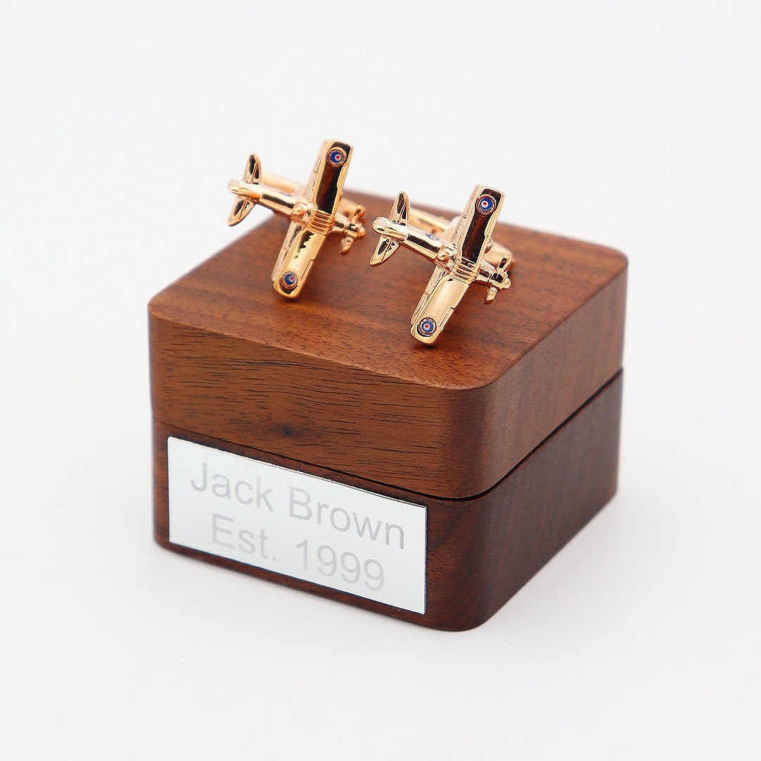 Personalised Rose Gold Biplane Cufflinks | Custom Aviation Accessories ...
